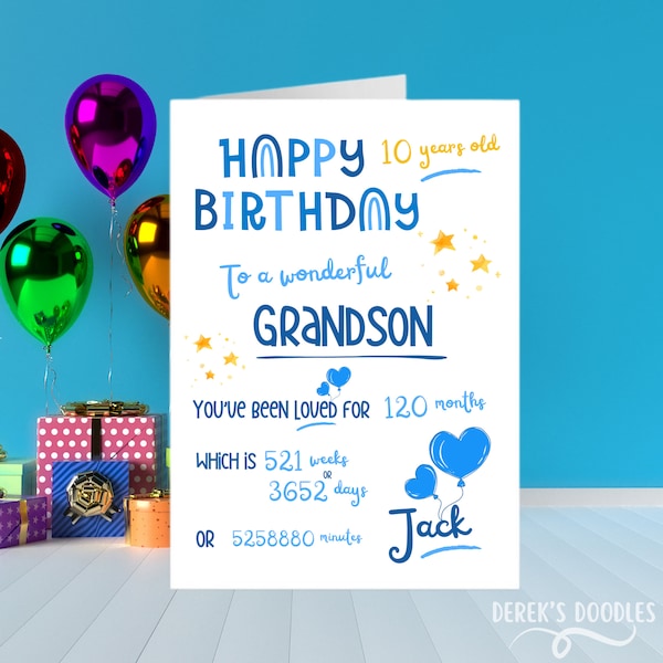 Grandson 10 Birthday Card - Etsy