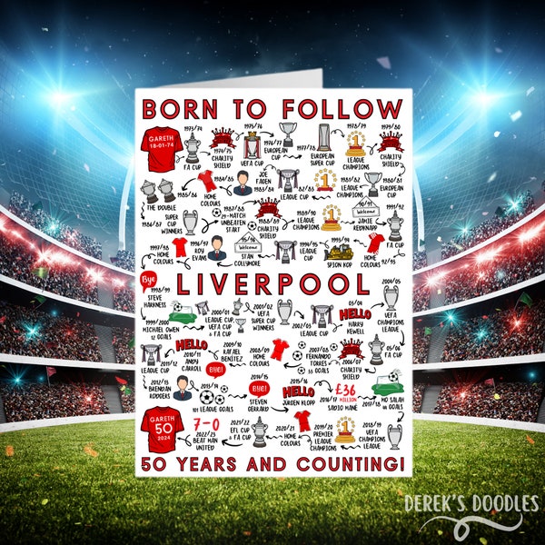 50th Birthday Liverpool Card - Etsy UK