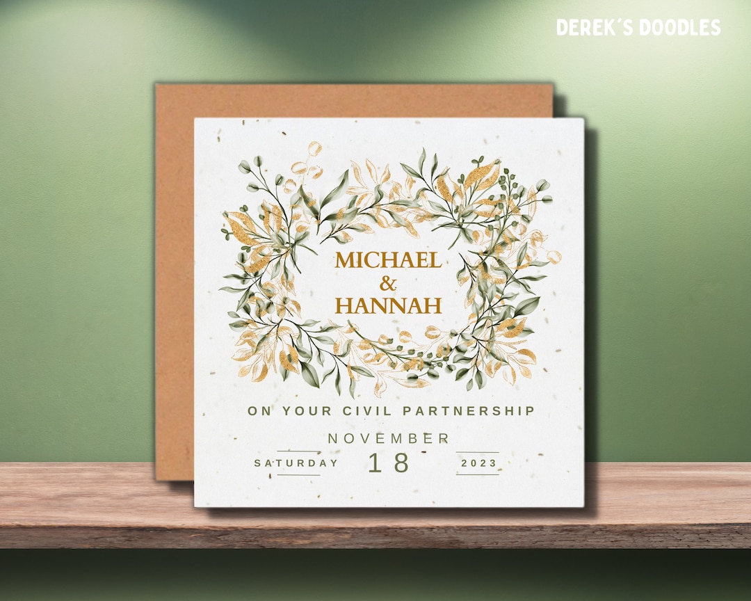 Civil Partnership Card Marriage Congratulations Happy Couple Wedding ...