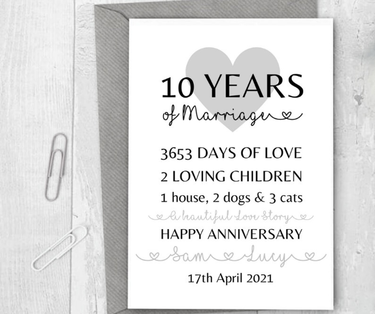 Personalised Wedding Anniversary Card 10 Years Tin Etsy Personalised Wedding Anniversary Card 10 Years Tin Etsy