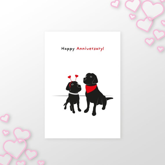 Black Labrador / Happy Anniversary / GLITTER OPTION AVAILABLE | Etsy