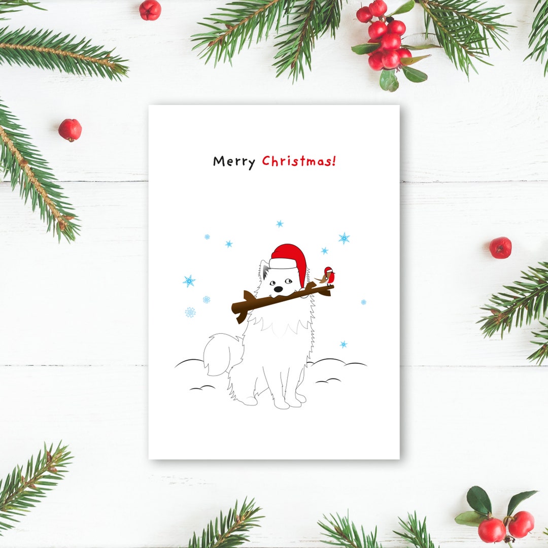Samoyed Christmas Card - Etsy