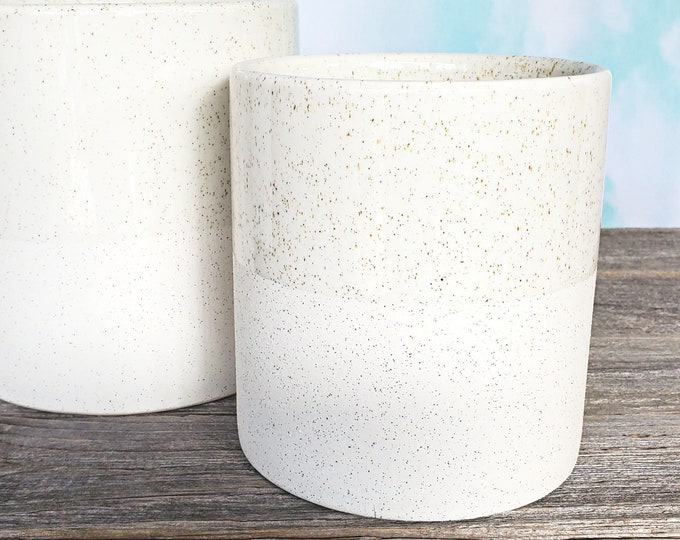 SMALL Two-tone Ivory Pot, Smooth and Textured Glaze Ceramic Flower Pot ...