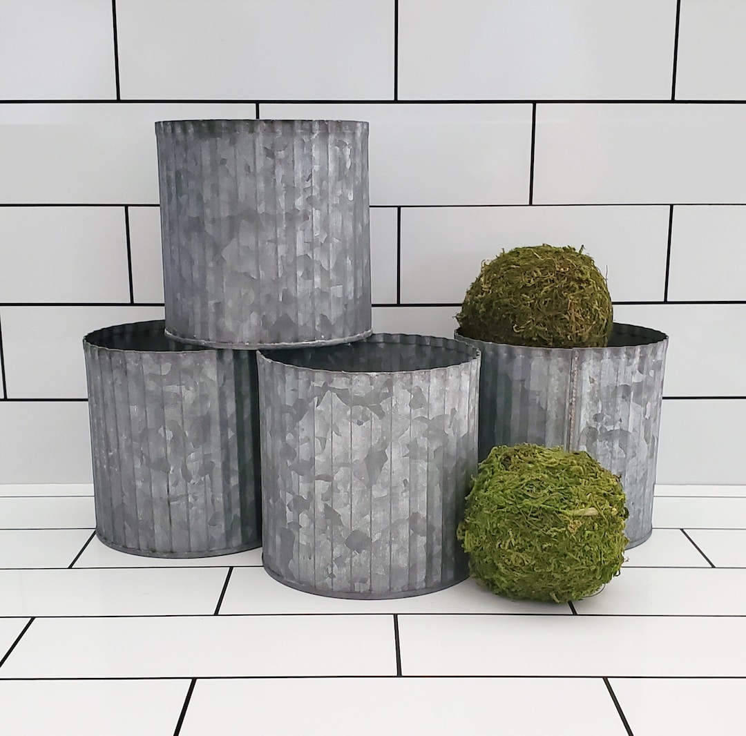 Galvanized Planter 4x4 Metal Vase Pot Container Flower Arrangements ...