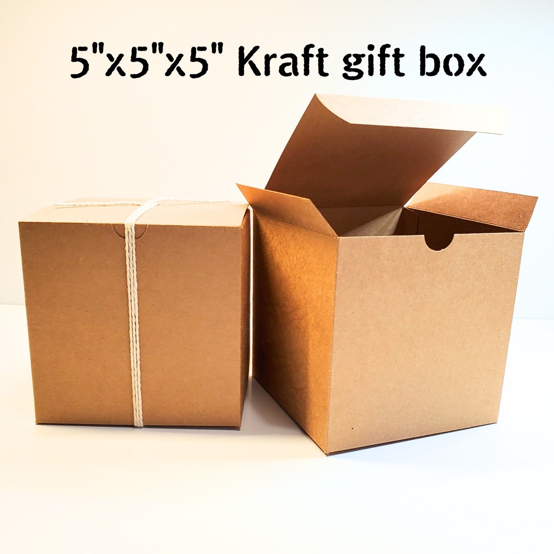 5x5x5 Kraft Paper Gift Boxes Set of 9 Boxes Brown Tuck Top Gift Boxes ...