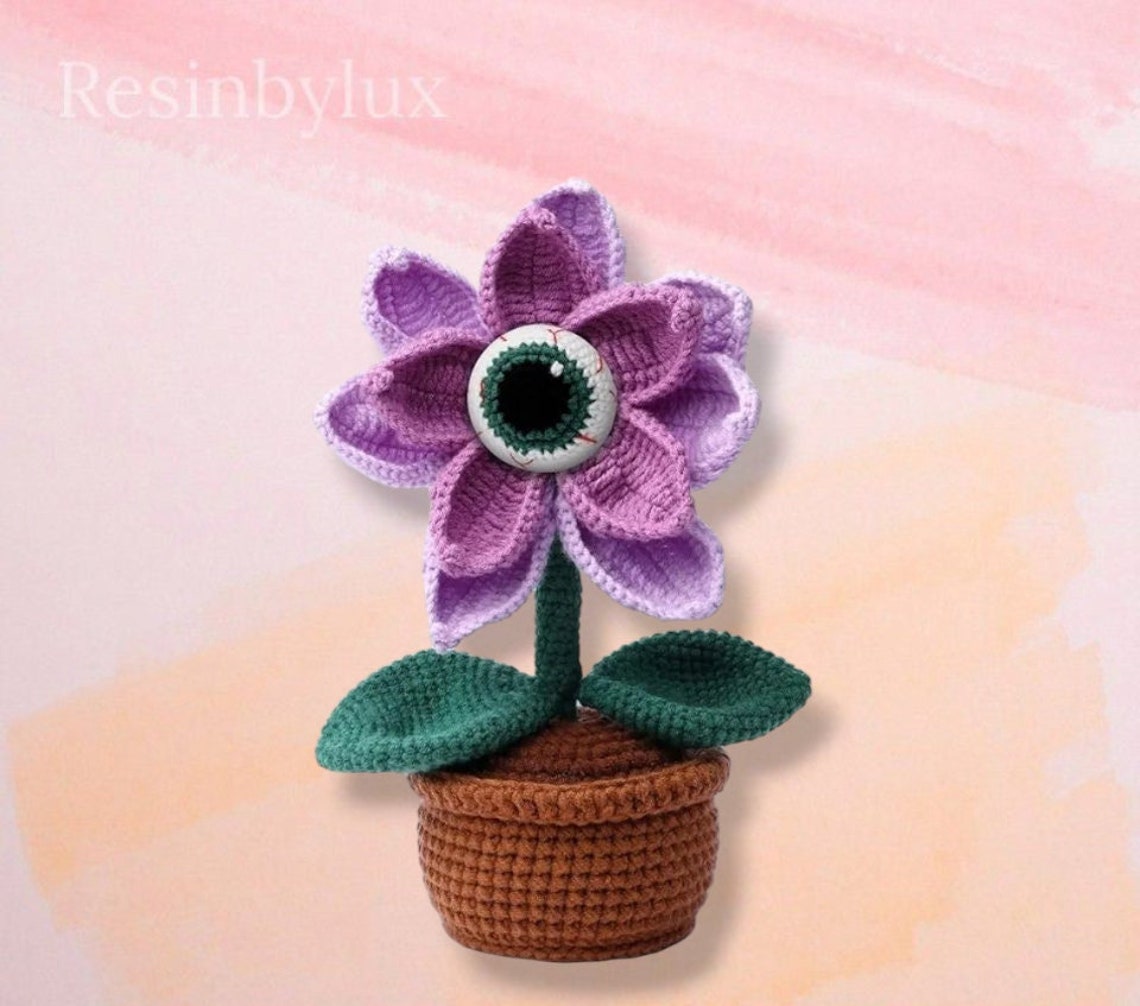DIY Crochet Eyeball Flower Kit, Halloween Spooky Plant Set, Complete ...