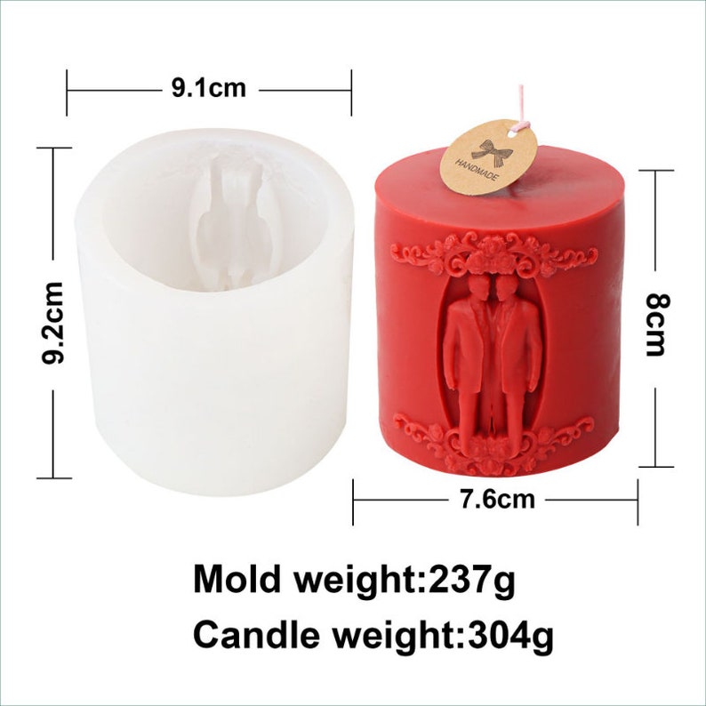 Wedding Couple Silicone Candle Mould, Bride Groom Pillar Mold, Epoxy ...