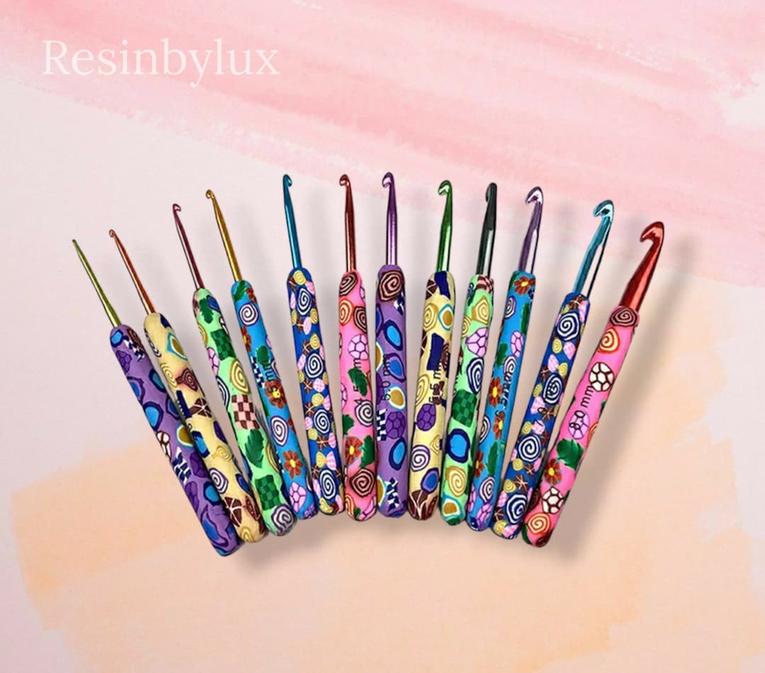 12 Pack Crochet Hooks | Colourful Design Crochet Hooks Set | Crochet ...