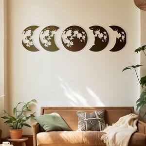 Moon Phases Wall Hanging Decor Nature Metal Art Moon Decoration Living ...