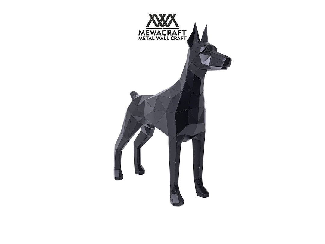 3D Sculpture Art Doberman Statue Metal Art Sculpture for Garden ...