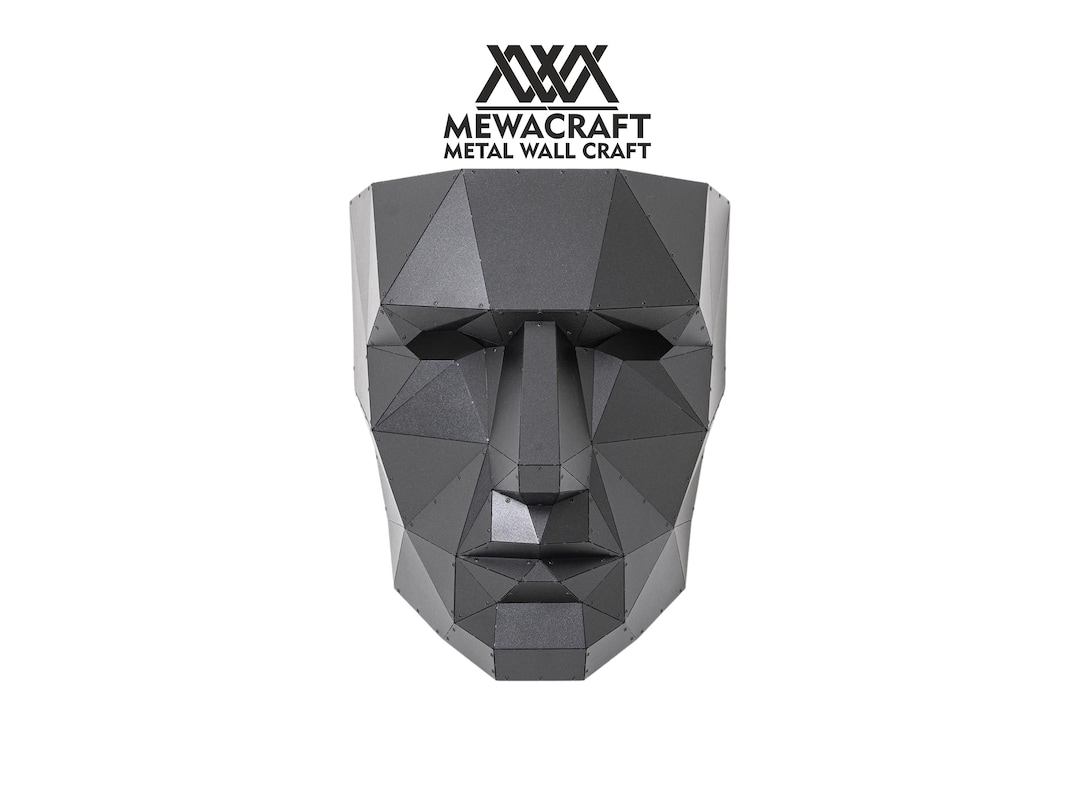 3D Face Decor Human Head Wall Mount, Geometric Metal Face Wall Art ...