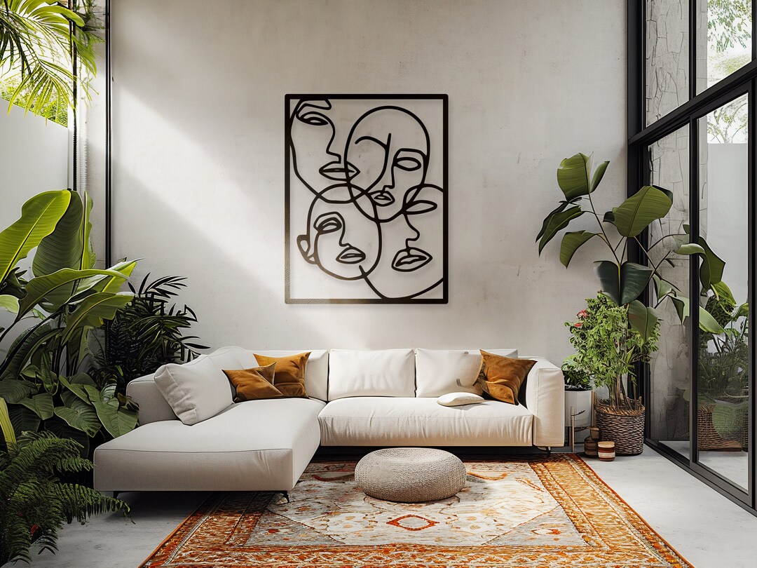 Abstract Face Wall Art Decor Face Line Art Metal Wall Decor Woman Face ...