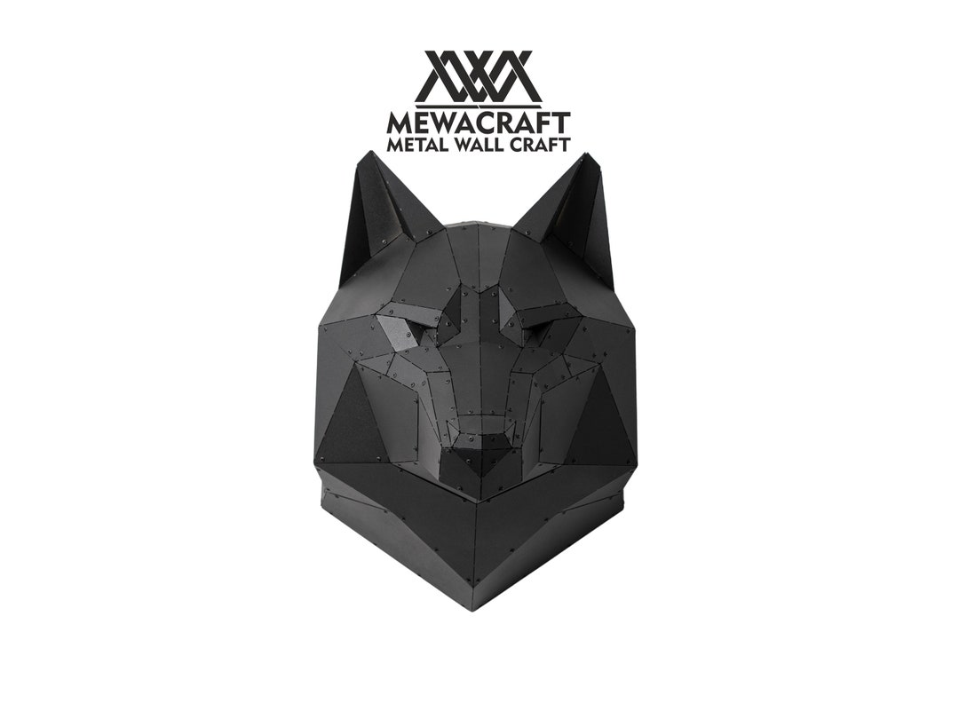 3D Animal Wall Decor Wolf Sculpture, Geometric Metal Sculpture Wolf ...