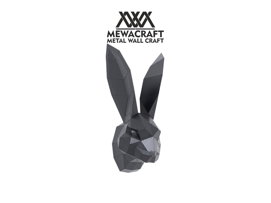 Rabbit Head Wall Mount Metal Sculpture, Rabbit Sculpture Metal Wall Art ...