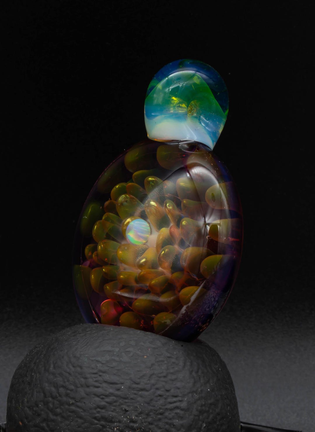 Fumed Borosilicate Implosion Pendant With Opal - Etsy