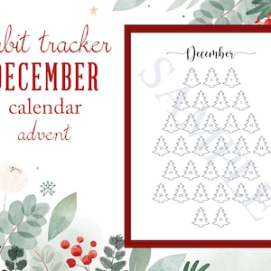 December Calendar Advent Habit Tracker Christmas Tree Digital Print - Etsy