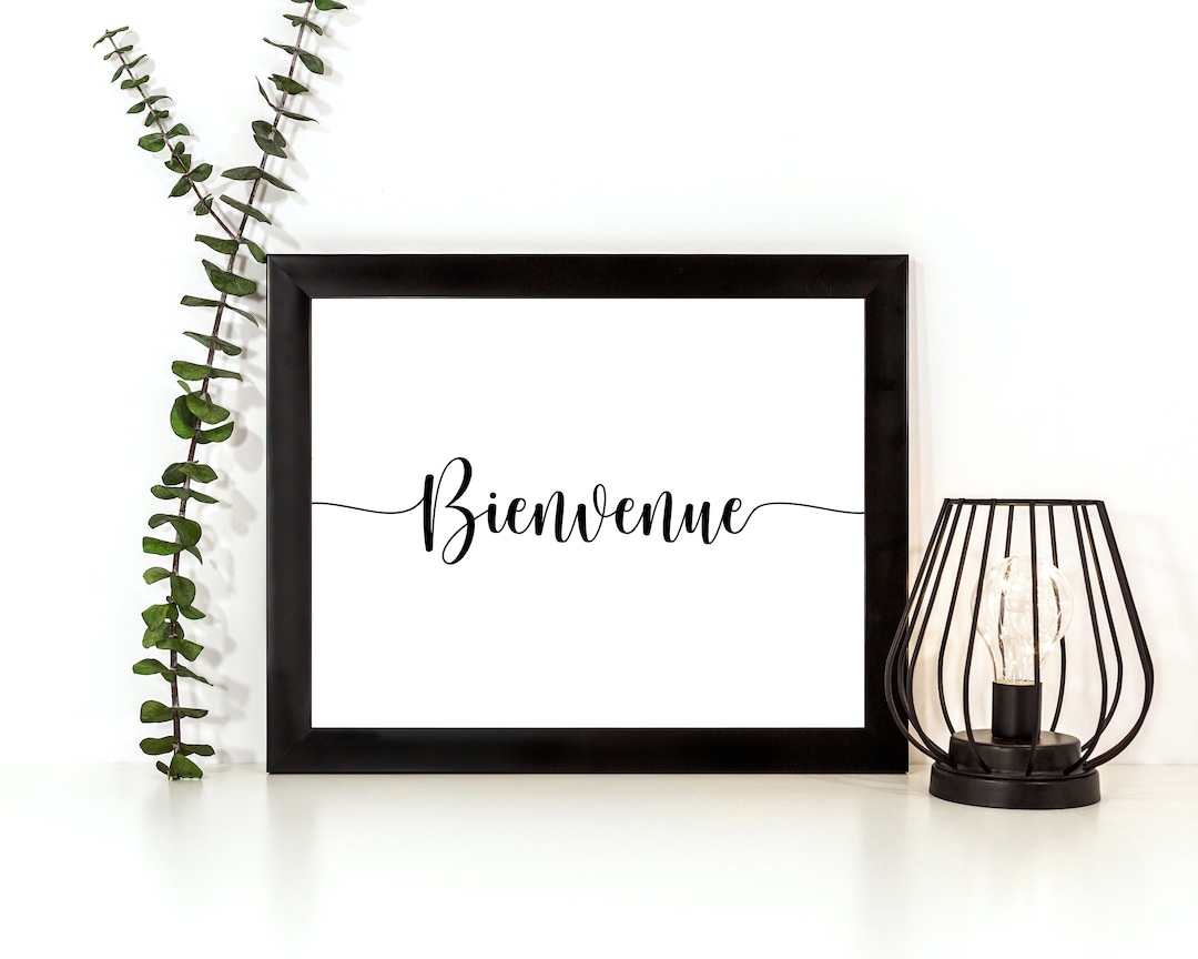 Bienvenue Welcome French Printable Art, Typography Art, Instant ...