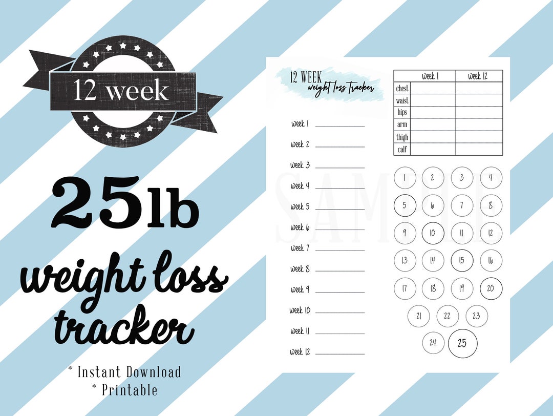 12 Week, 25 Pound Weight Loss Tracker, Motivation, 12 Weeks, Lose ...