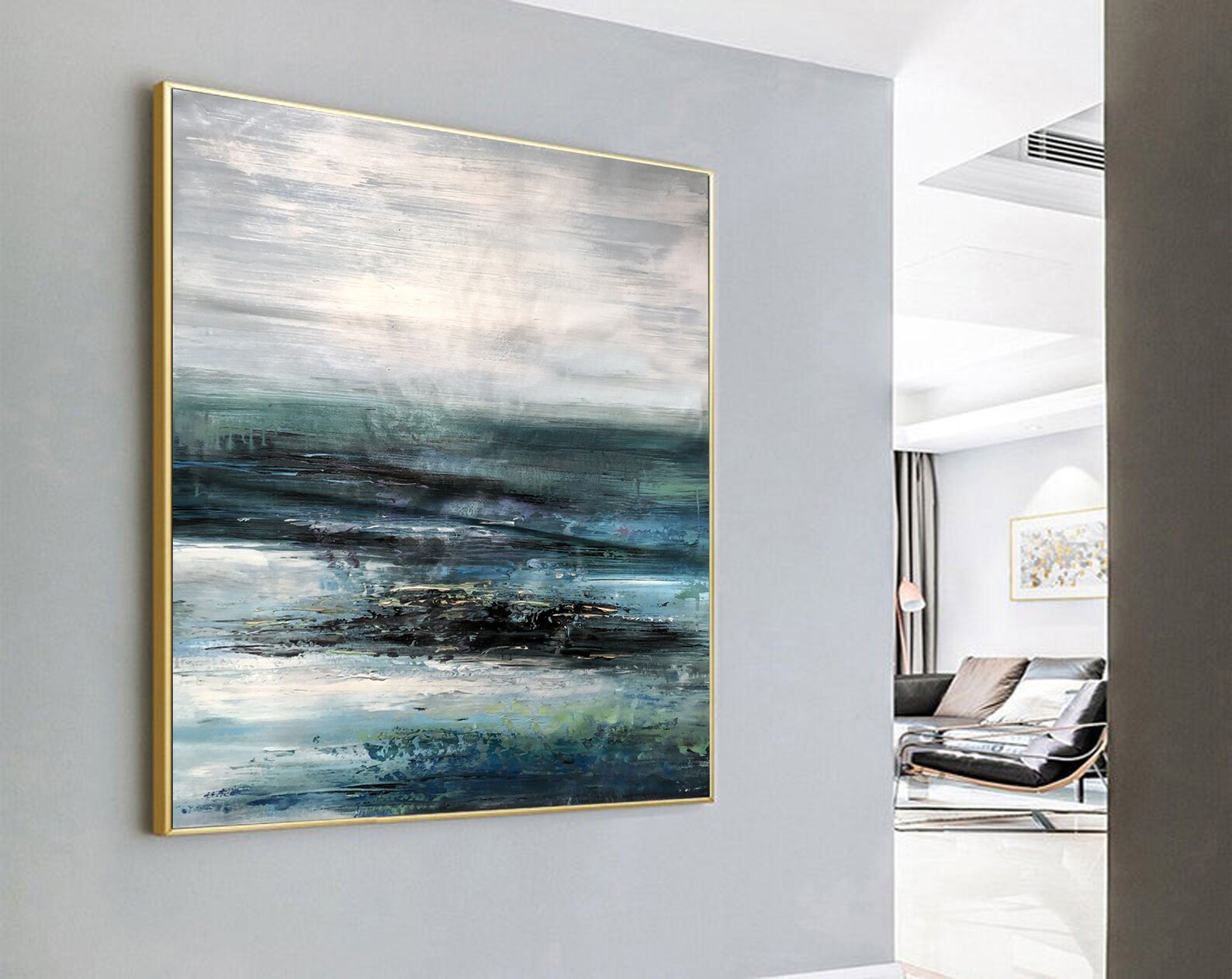 Blue Abstract Art Large Canvas Art Large Modern Art Extra - Etsy