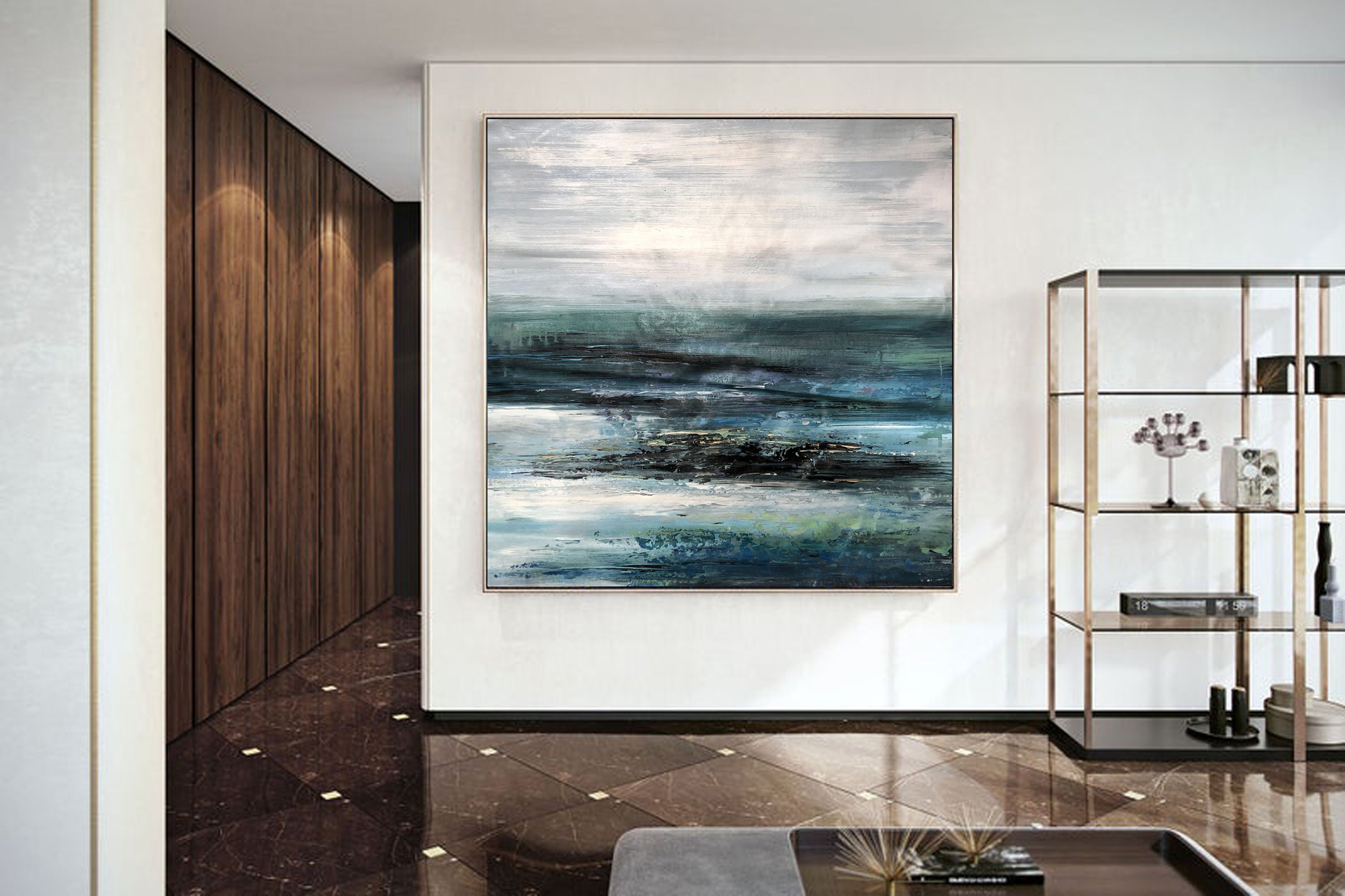 Blue Abstract Art Large Canvas Art Large Modern Art Extra - Etsy