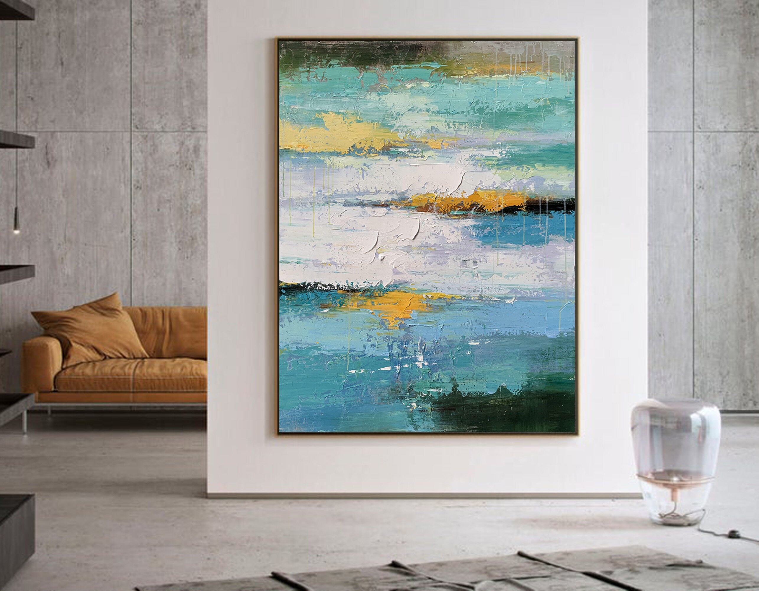 Extra Large Painting on Canvas Large Abstract Painting Green - Etsy