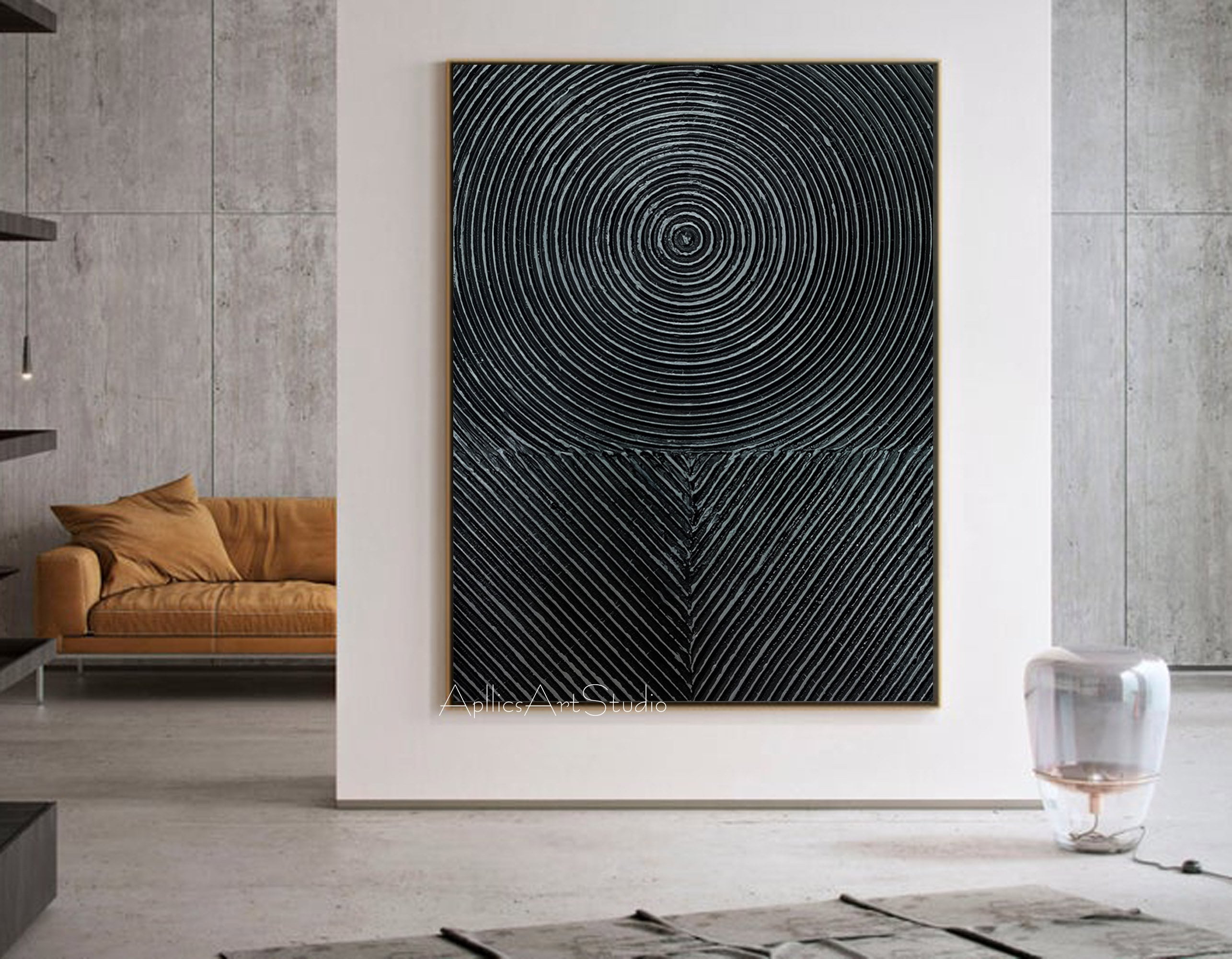 Large Black Painting Black Abstract Wall Art Abstract - Etsy