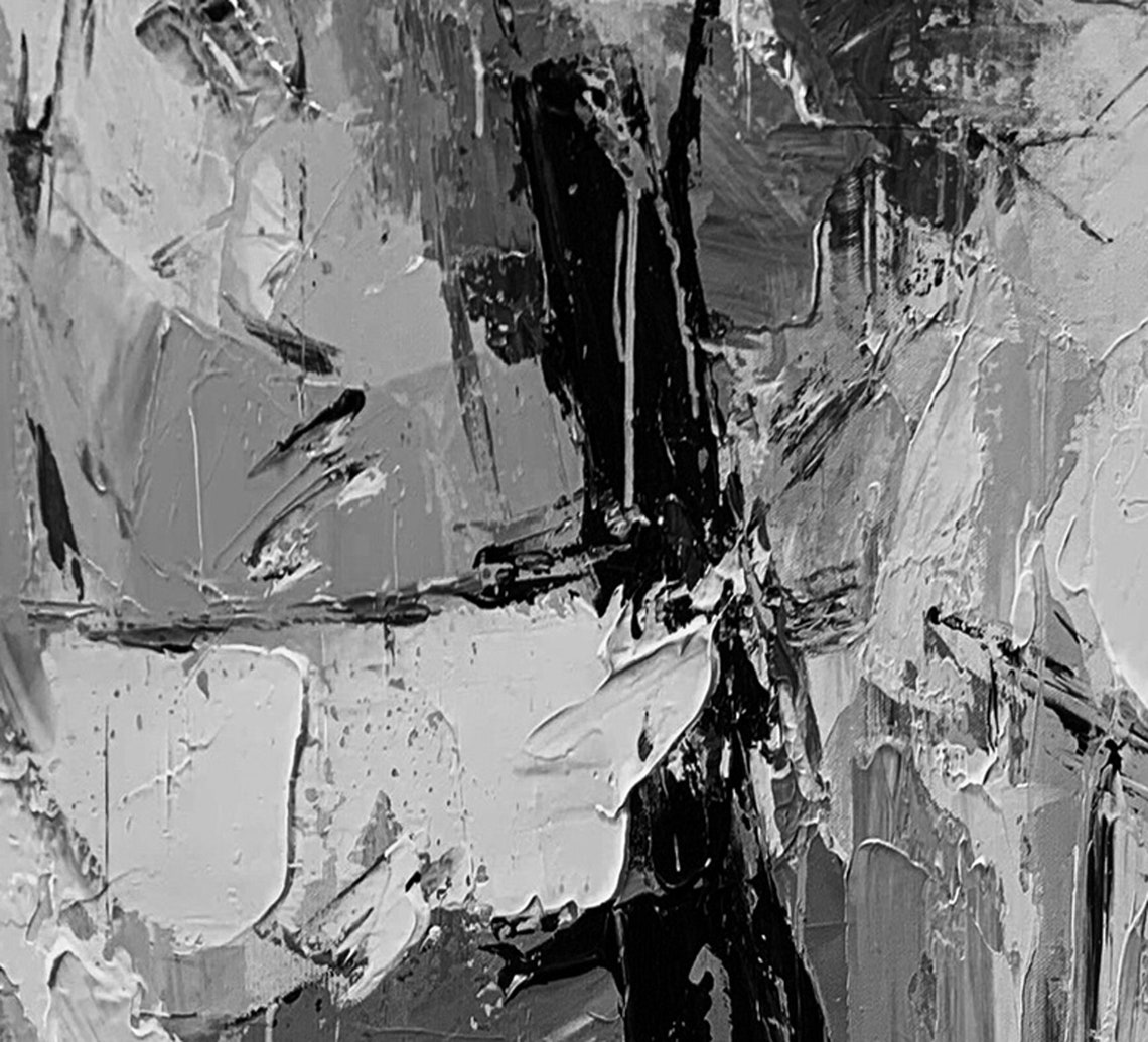 Pinturas en blanco y negro arte de lienzo grande decoración | Etsy