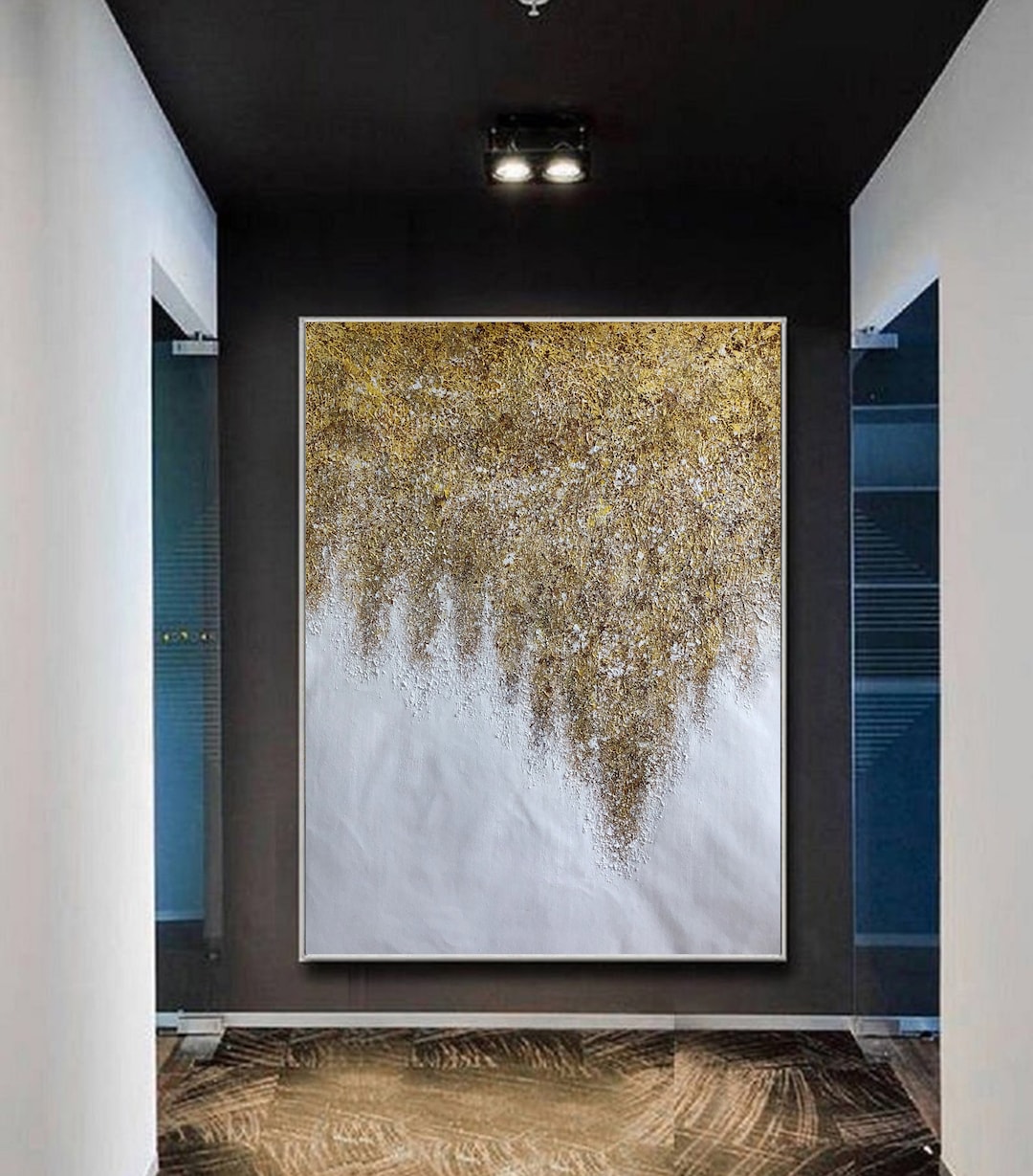 Gold Leaf Painting, Large Wall Art, Gold Wall Decor, Texture Wall Art ...