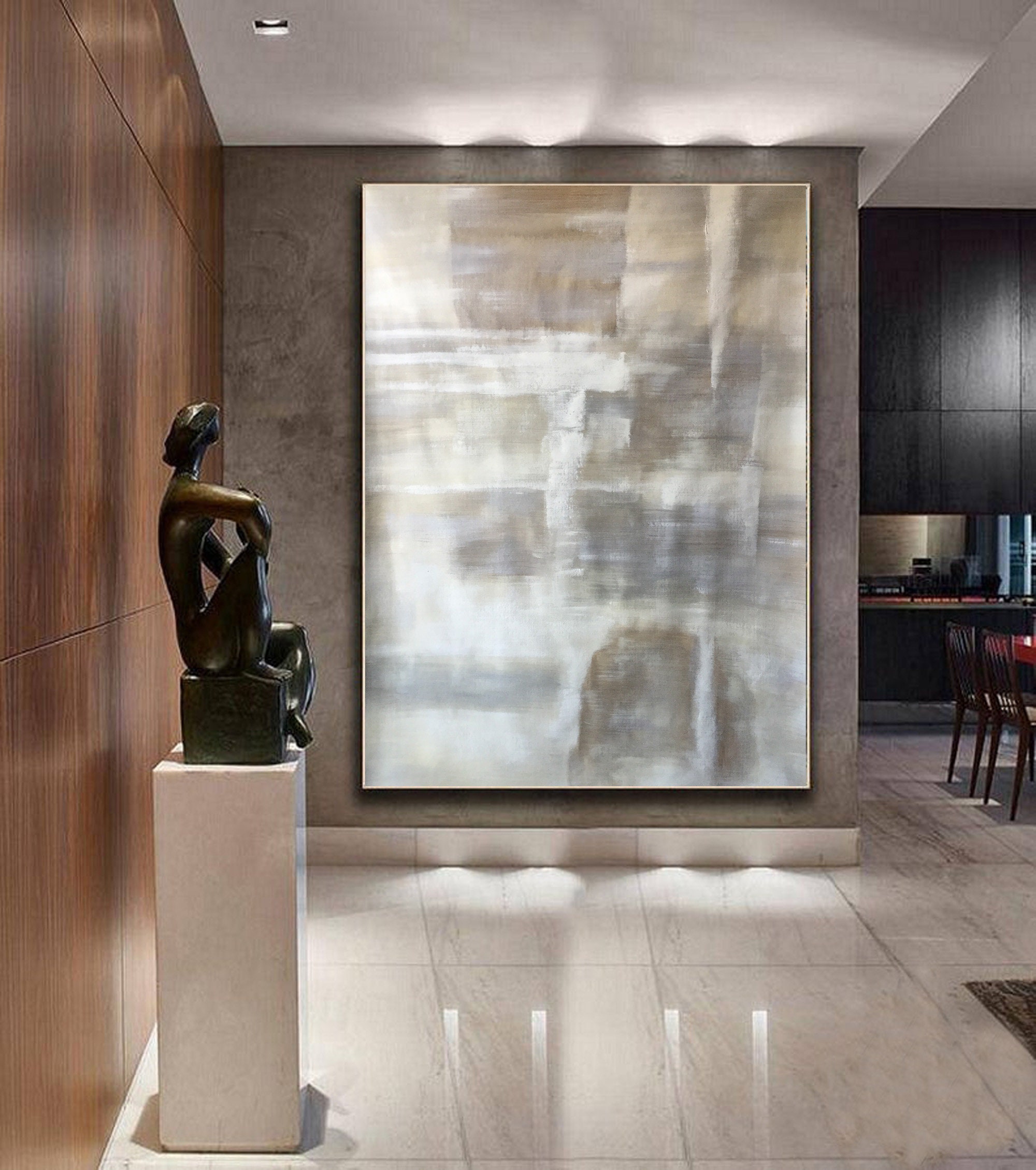 Painting on Canvas, Large Modern Art, Extra Large Wall Art, Black White ...
