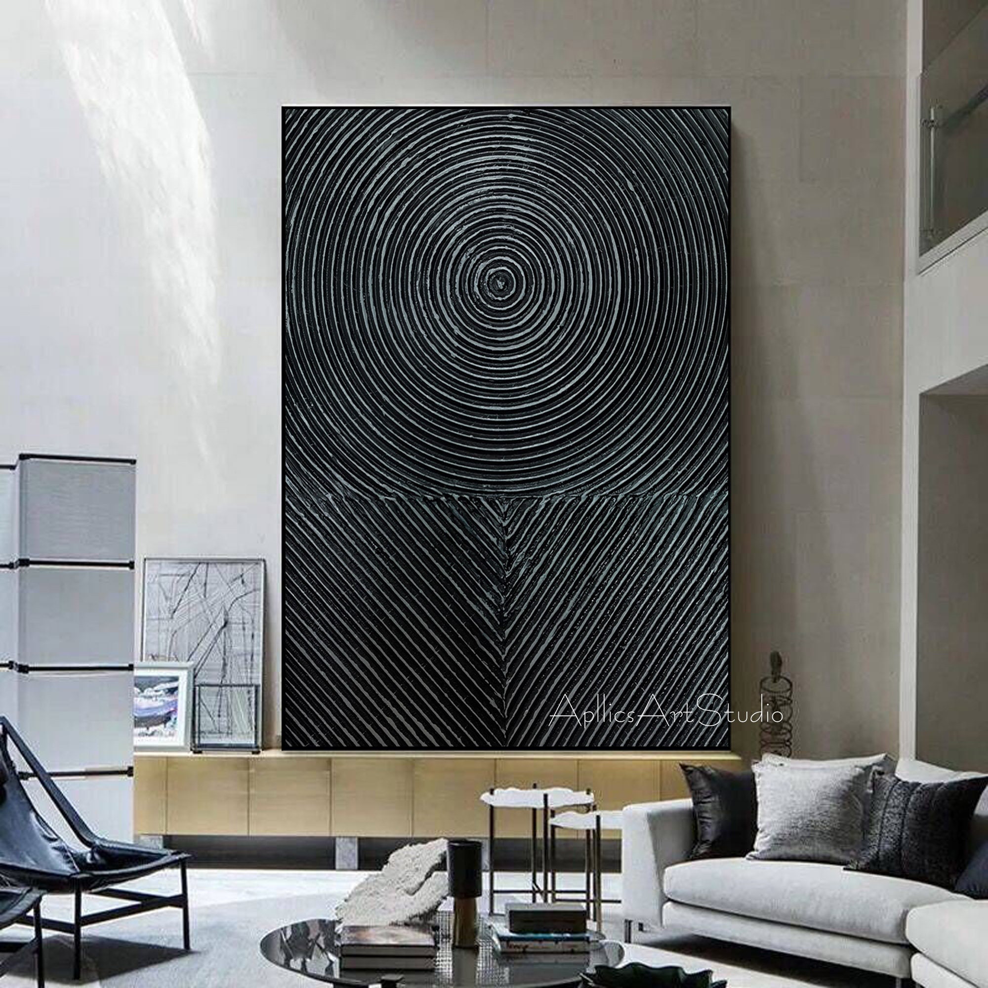Large Black Painting Black Abstract Wall Art Abstract - Etsy