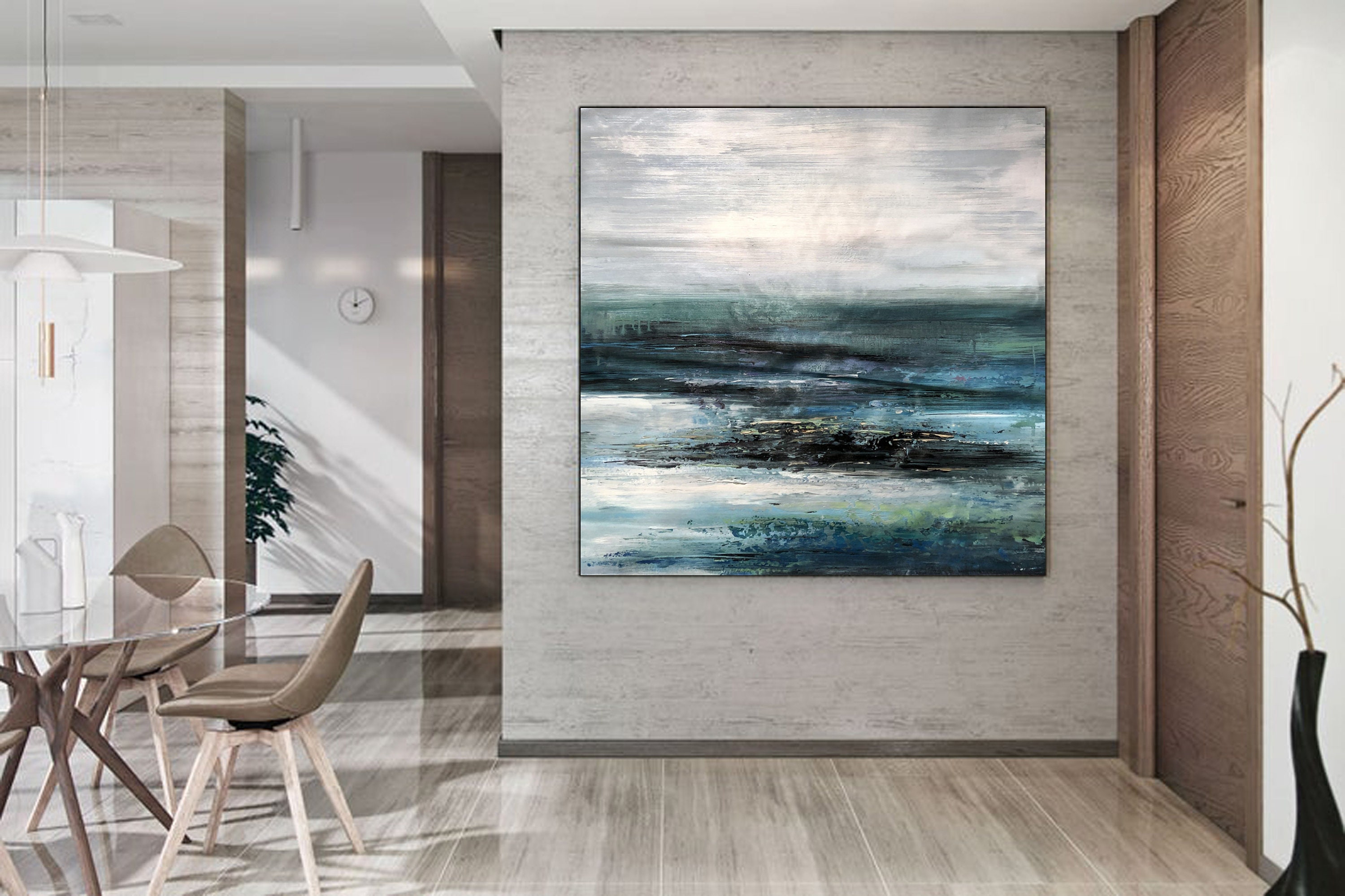 Blue Abstract Art Large Canvas Art Large Modern Art Extra - Etsy