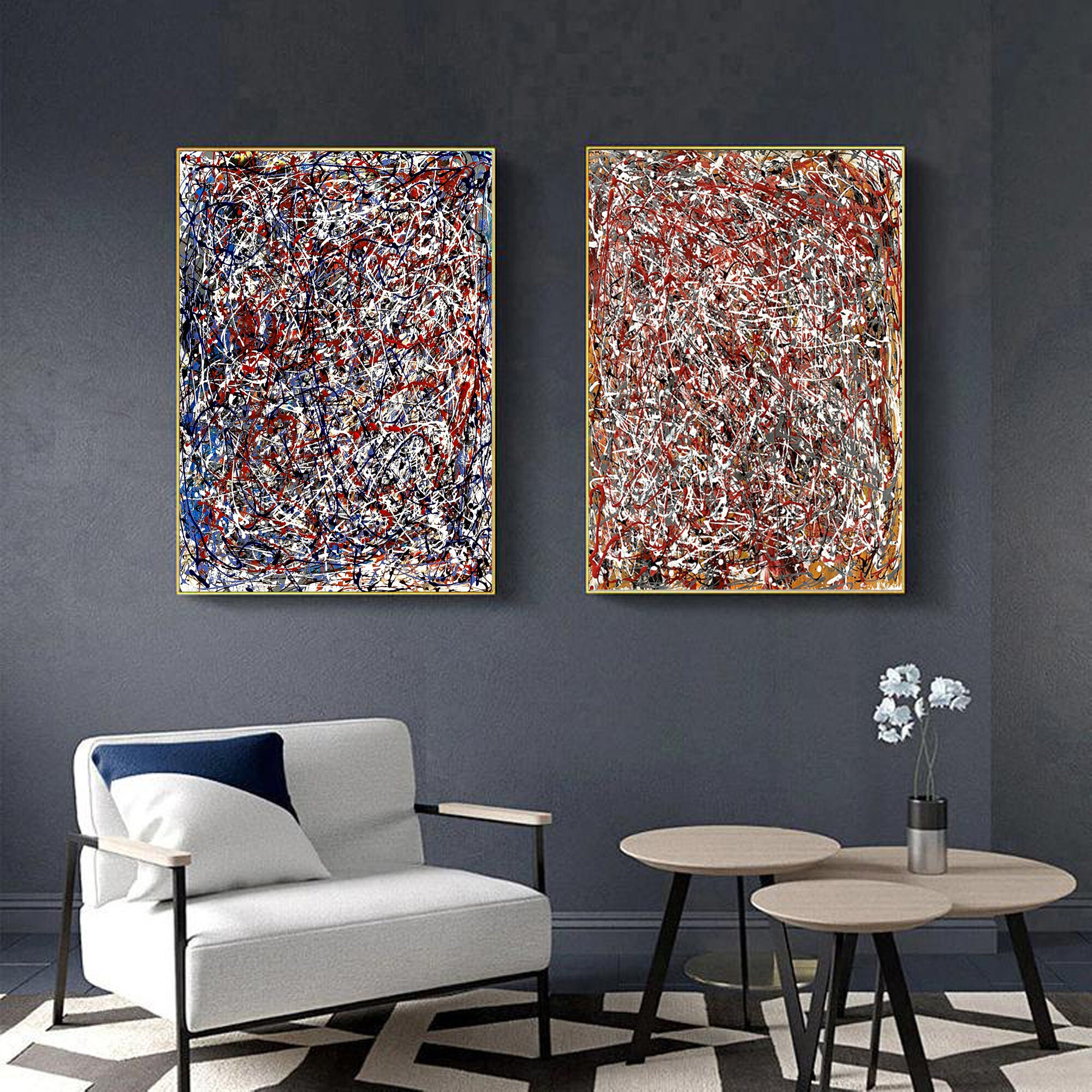 Extra große wandbilder abstrakte leinwand bilder 2er set - Etsy.de