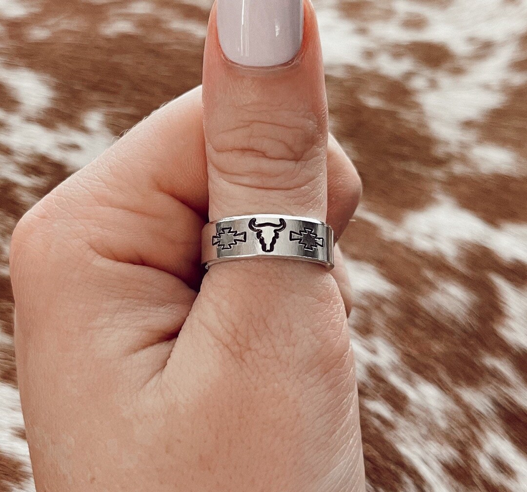 Longhorn Ring Cow Ring Western Stackable Rings - Etsy
