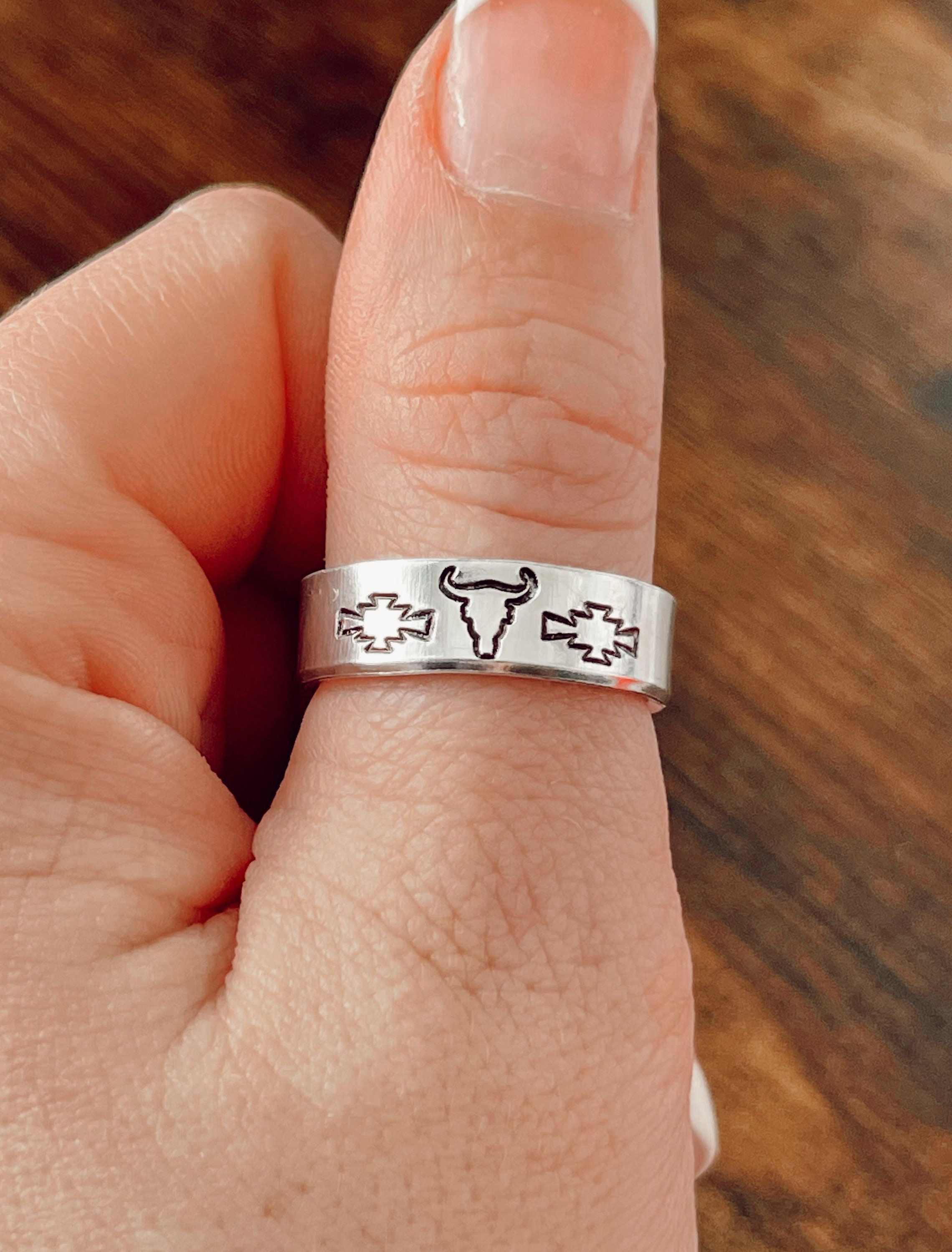 Longhorn Ring Cow Ring Western Stackable Rings - Etsy