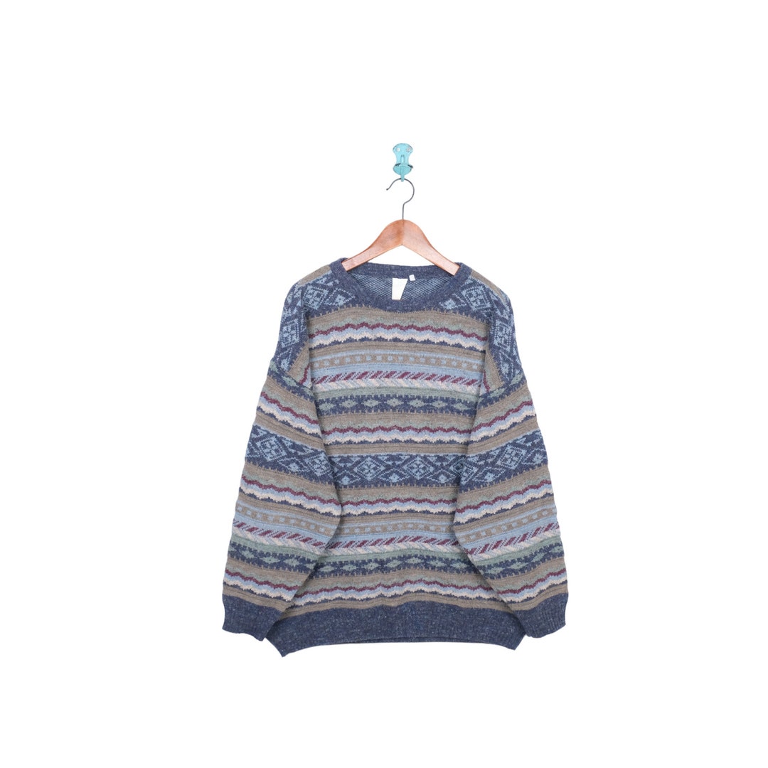 Vintage Aztec Knitted Sweater Light Wool Sweater Hippie Boho Ethnic ...