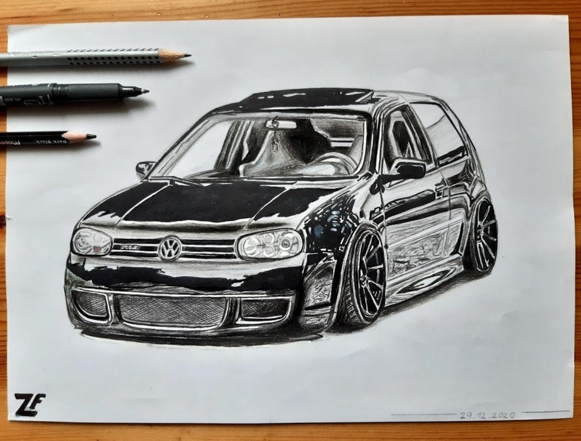 Volkswagen Golf Mk.4 original drawing A4 | Etsy