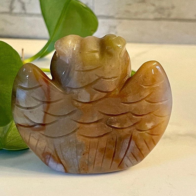 Moss Agate Owl Crystal Figurine / Spirit Animal Totem / - Etsy