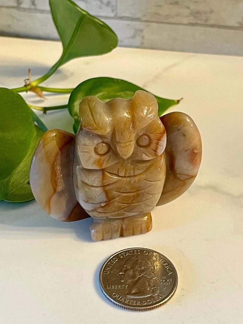 Moss Agate Owl Crystal Figurine / Spirit Animal Totem / | Etsy