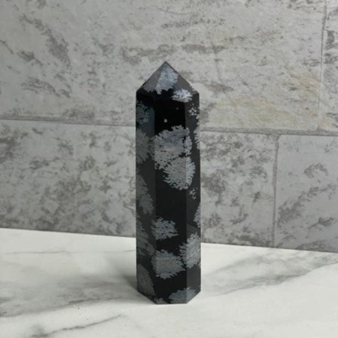 Snowflake Obsidian Tower / Root Chakra / Protective Stone / Spiritual ...