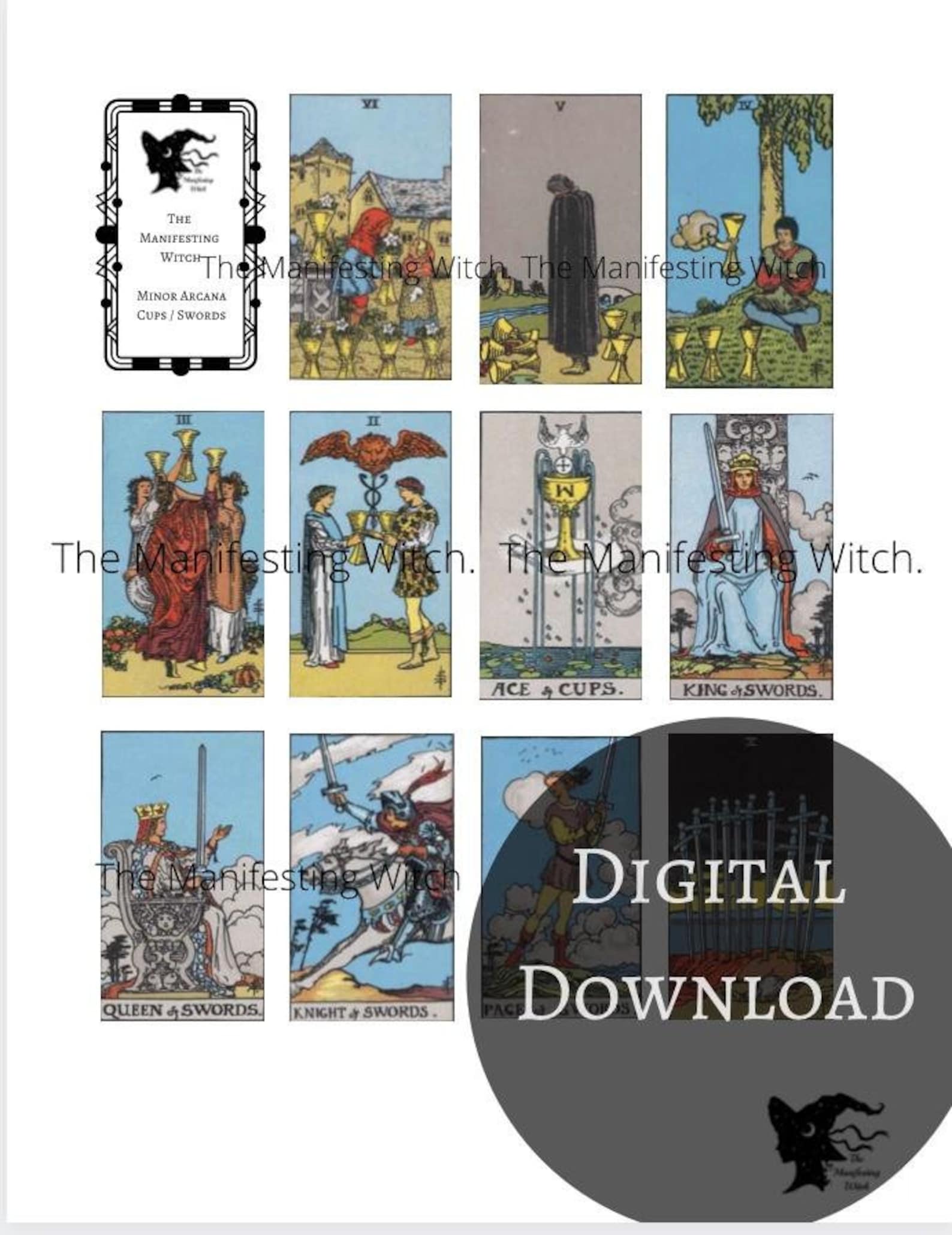 2.5 Mini Tarot Card Deck / Digital Tarot / Tarot Cards / | Etsy