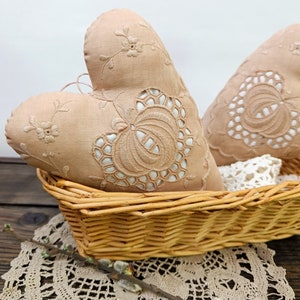 Cottagecore Decorative Heart, Shabby Chic Lace Heart, Rustic Fabric ...