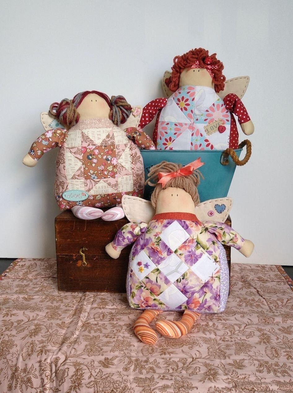 Primitive Handmade Patchwork Doll, Farmhouse Decor Fabric Doll, Country ...