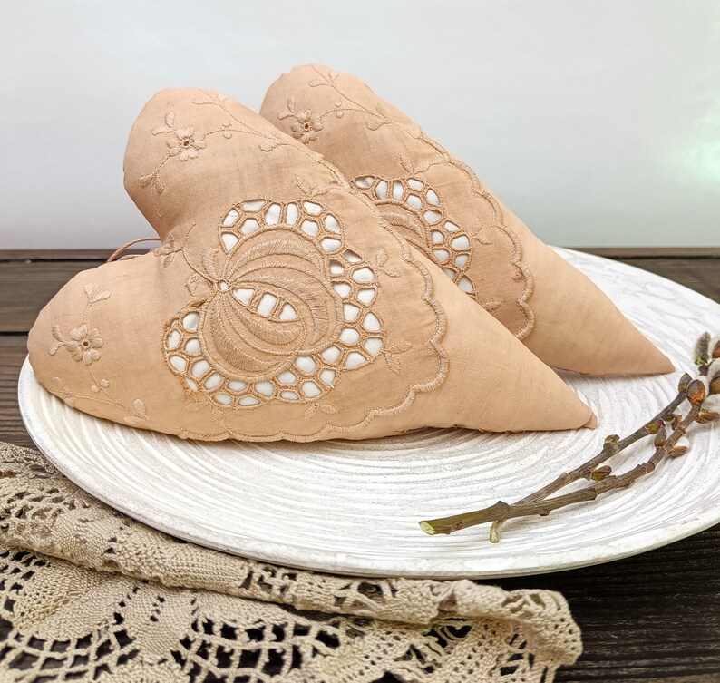 Cottagecore Decorative Heart, Shabby Chic Lace Heart, Rustic Fabric ...