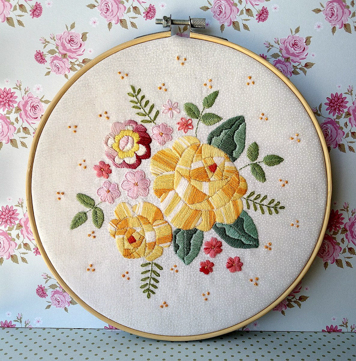 Romantic Rose Embroidery Hoop Wall Decor, Floral Wall Art, Gift for ...