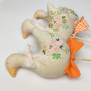 Tea Dyed Fabric Ducks on A Poke Stick, Handmade Primitive Ducks for ...