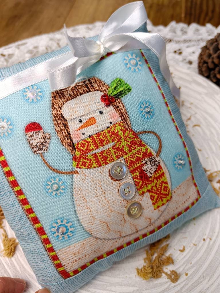 Snowman Mini Pillow #1, Festive Ornament, Christmas Bowl Filler ...