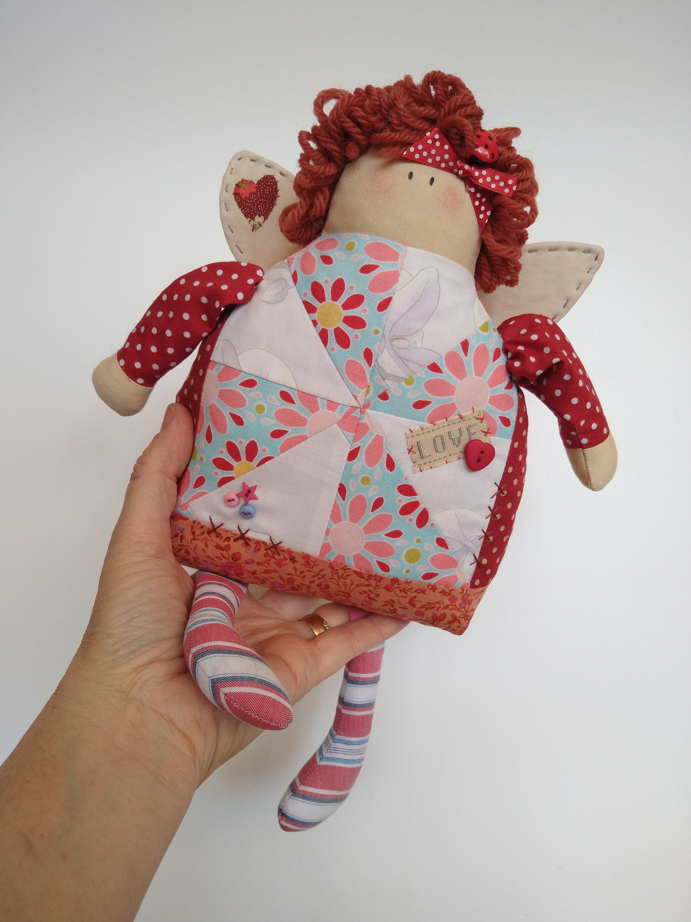 Primitive Handmade Patchwork Doll, Farmhouse Decor Fabric Doll, Country ...