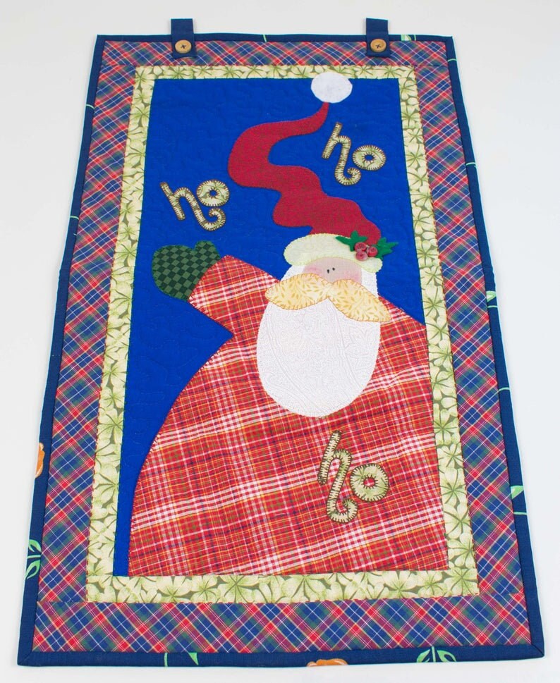 Mini Quilt, Patchwork Santa Claus Wall Hanging, Entrance Door Christmas ...