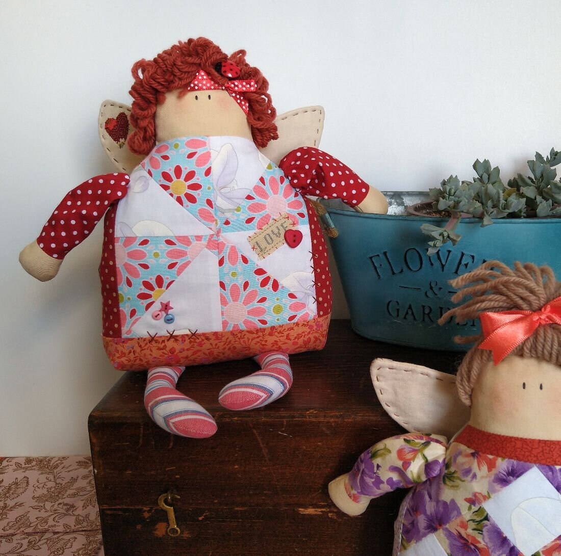 Primitive Handmade Patchwork Doll, Farmhouse Decor Fabric Doll, Country ...
