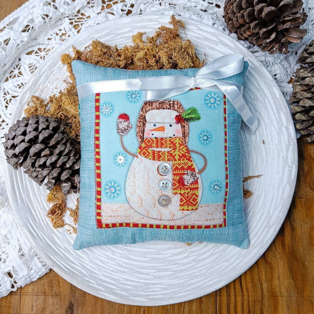Snowman Mini Pillow #1, Festive Ornament, Christmas Bowl Filler ...